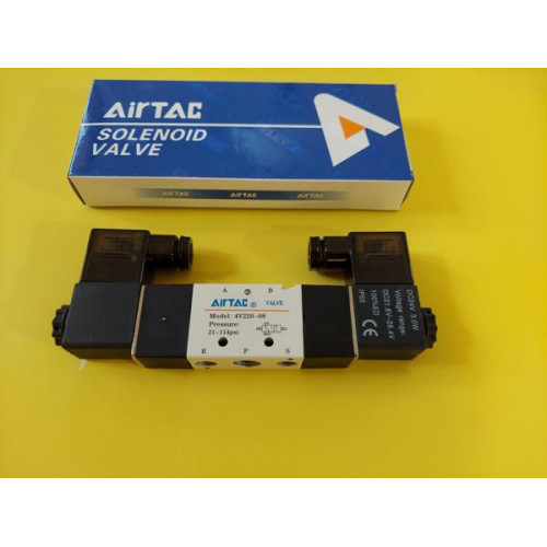 Airtac Solenoid Valve 4V220-08T, 1/4 NPT, Double Solenoid, specify voltage